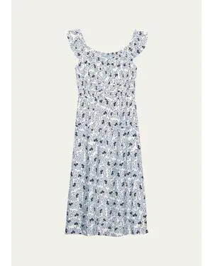Prada Floral-print Pongé Sleeveless Midi Dress