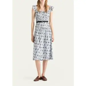 Prada Floral-print Pongé Sleeveless Midi Dress