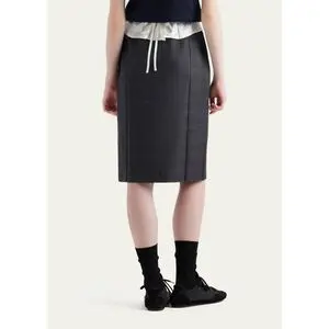 Prada Wool Check Midi Skirt