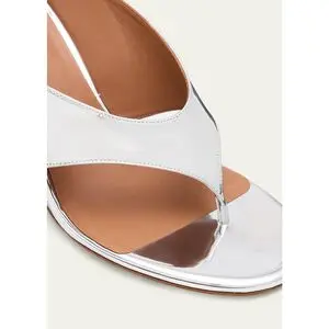 Alaïa 90mm Metallic Leather Wedge Thong Sandals