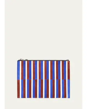 Proenza Schouler Striped Suede And Leather Pouch Bag - Cobal/rust