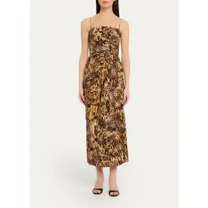 Adam Lippes Cari Abstract-print Draped Ankle Dress