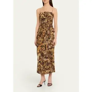 Adam Lippes Cari Abstract-print Draped Ankle Dress