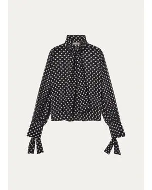 FRAME The Nouvelle Polka Dot Blouse