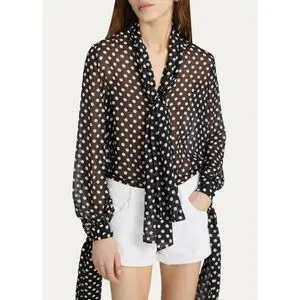 FRAME The Nouvelle Polka Dot Blouse