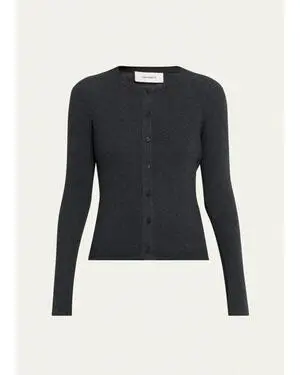 LISA YANG Abeena Cotton-cashmere Rib Crewneck Cardigan