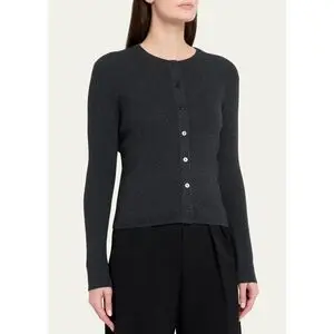 LISA YANG Abeena Cotton-cashmere Rib Crewneck Cardigan