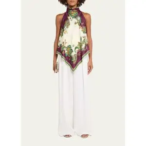 ALEMAIS Ruthie Floral Jacquard Halter Top