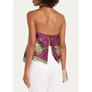 ALEMAIS Ruthie Floral Jacquard Halter Top