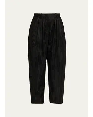 Isabel Marant Étoile Janice Pinstripe Double-pleated Barrel-leg Ankle Trousers