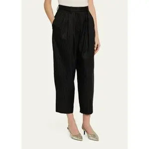 Isabel Marant Étoile Janice Pinstripe Double-pleated Barrel-leg Ankle Trousers