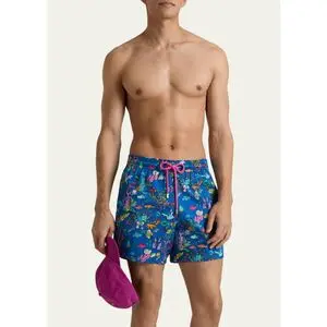 Vilebrequin Stretch Aquarium-print Swim Trunks
