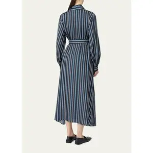 Max Mara Long-sleeve Striped Shirtdress W/ Belt