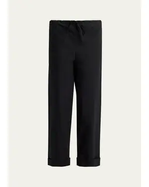 THE ROW Delano Straight-leg Cotton Poplin Pants - Black