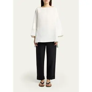 THE ROW Delano Straight-leg Cotton Poplin Pants