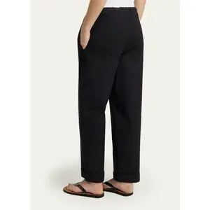 THE ROW Delano Straight-leg Cotton Poplin Pants