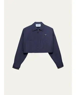 Prada Patch-pocket Cotton Crop Zip Jacket