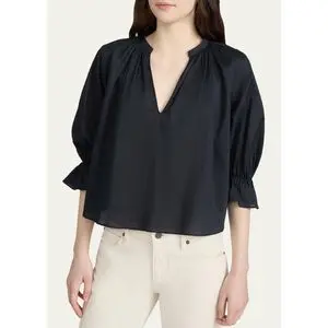 FRAME The Poet Blouse - Navy