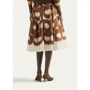 Prada Abstract-print Canvas Pleated A-line Skirt