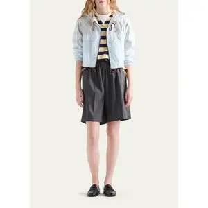 Prada Cropped Re-nylon Hooded Zip Jacket