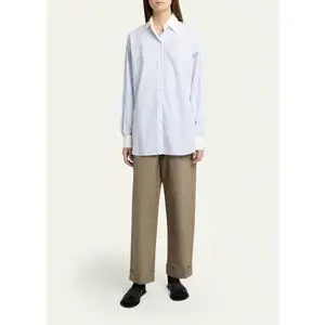 THE ROW Hilbert Striped Button-down Tunic Shirt