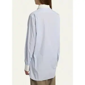 THE ROW Hilbert Striped Button-down Tunic Shirt