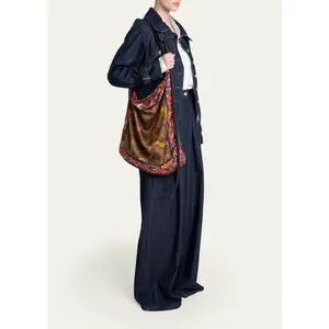 Dries Van Noten Scarf-print Flat Hobo Bag - Rust