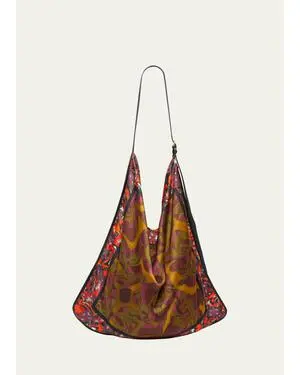 Dries Van Noten Scarf-print Flat Hobo Bag - Rust