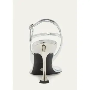 Proenza Schouler Tee Asymmetric Leather Thong Sandals - Silver