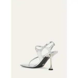 Proenza Schouler Tee Asymmetric Leather Thong Sandals - Silver