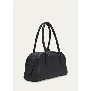 THE ROW India East-west Leather Bowling Shoulder Bag - Walnut Shadow