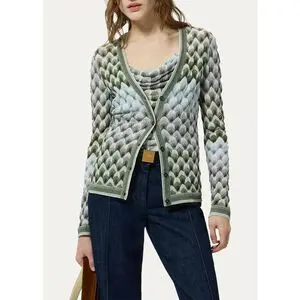 Missoni Metallic Lace Knit Slim V-neck Cardigan