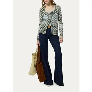 Missoni Metallic Lace Knit Slim V-neck Cardigan