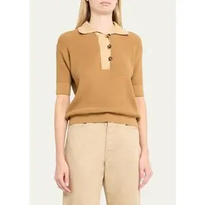 JW Anderson Short-sleeve Textured Knit Polo Sweater - Butterscotch
