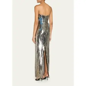 Monique Lhuillier Textured Strapless Column Gown
