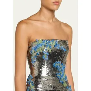 Monique Lhuillier Textured Strapless Column Gown