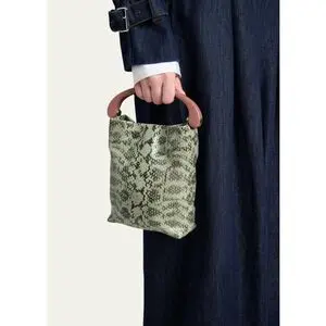 Dries Van Noten Snakeskin-embossed Top-handle Bag - Mint