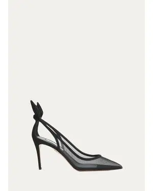 AQUAZZURA 85mm Bow Tie Mesh Pumps