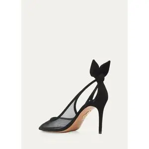 AQUAZZURA 85mm Bow Tie Mesh Pumps