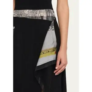JASON WU Collage Print Deconstructed Midi Wrap Skirt