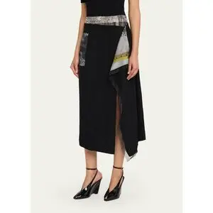 JASON WU Collage Print Deconstructed Midi Wrap Skirt