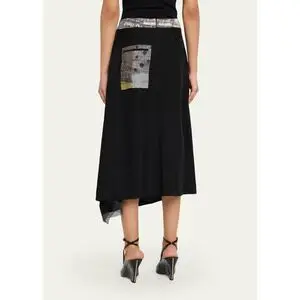 JASON WU Collage Print Deconstructed Midi Wrap Skirt