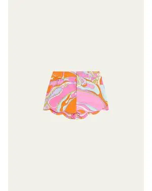 Emilio Pucci Tela Orchidee-print Cotton Scalloped Shorts