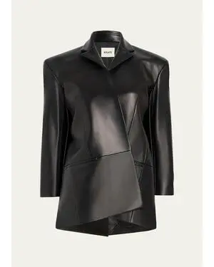 Khaite Palto Asymmetric Leather Jacket
