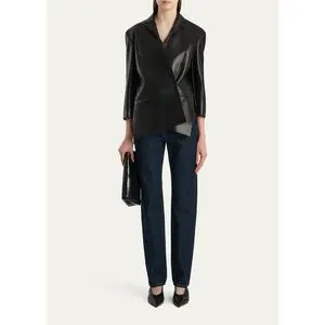 Khaite Palto Asymmetric Leather Jacket