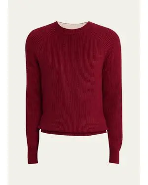 Brunello Cucinelli Cotton Rib Crewneck Sweater Cher