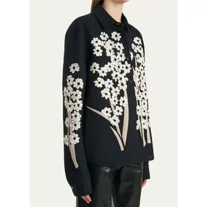 Khaite Argo Button-down Foral Applique Top