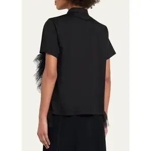 Noir Kei Ninomiya Tiered Tulle Polo Shirt