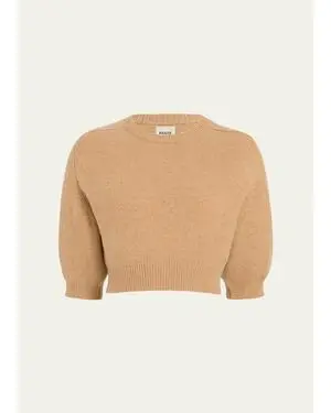 Khaite Lorelai Cropped Wool-cashmere Sweater - Camel