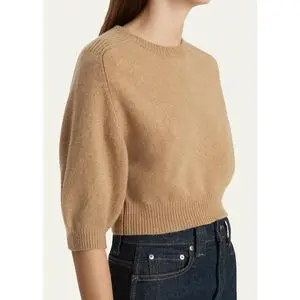 Khaite Lorelai Cropped Wool-cashmere Sweater - Midnight Navy